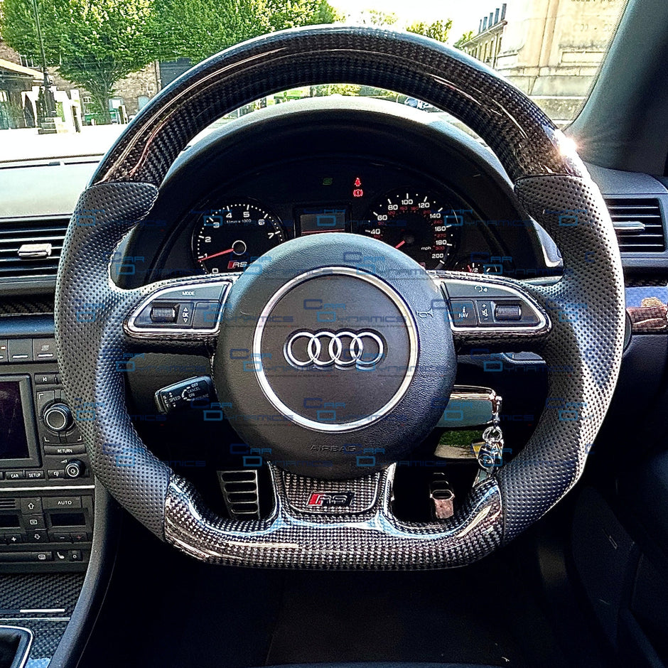 Audi Flat Bottom Steering Wheel | Custom Carbon Fibre Upgrades UK – Car ...