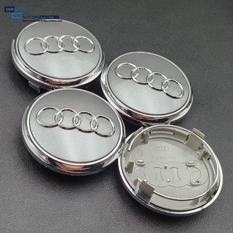 Audi Grey & Silver Wheel Centre Caps 4pcs – Car Dynamics